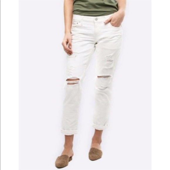 Able | Jeans | Able The Slouch Distressed White Jeans Lucely Wash Size ...